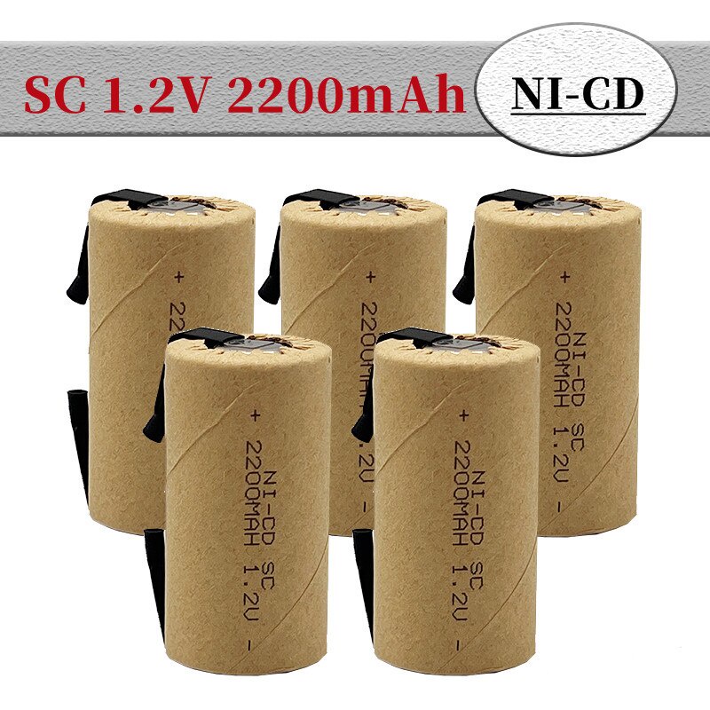 Jual 2-20Pcs Obeng Bor Listrik SC Baterai 1.2V 2200Mah SubC Ni-cd Isi Ulang Battey dengan Tab ...