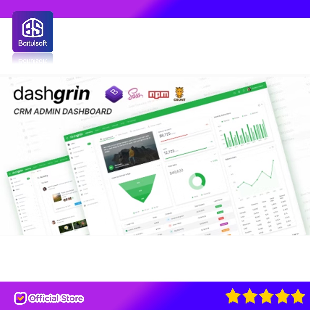 Jual DASHGRIN - BOOTSTRAP 4 RESPONSIVE ADMIN DASHBOARD TEMPLATE + UI ...