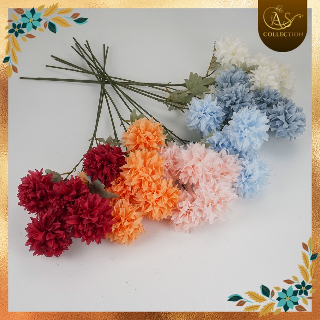 Jual BallMan Panjang Bunga Pompom Dandelion Krisan Bulat Flower Isi 3 ...