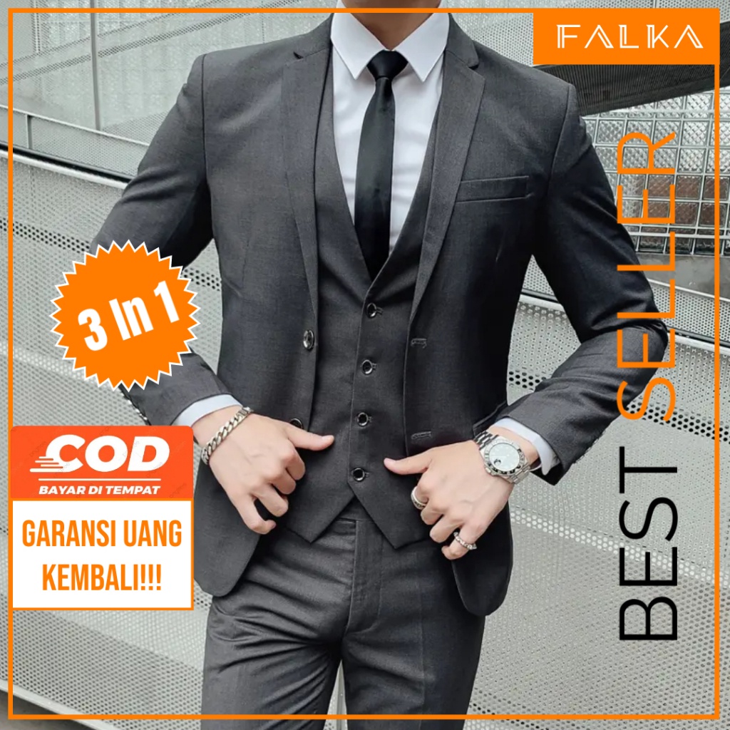 Jual Set Jas Pria Tuxedo 3 IN 1 Pria Setelan Jas Pria Formal | Shopee ...