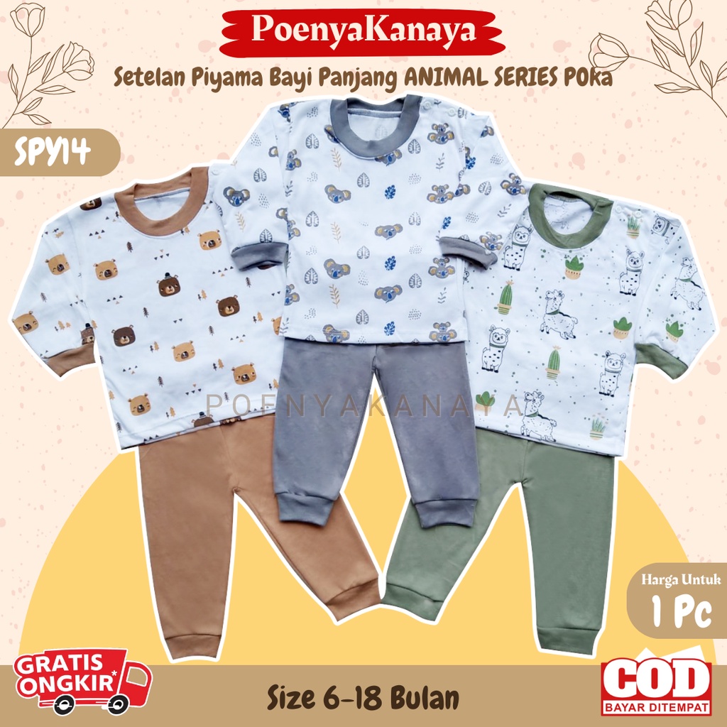 Jual Setelan Baju Bayi Piyama Bayi Panjang ANIMAL SERIES POKA SNI 6-18 ...