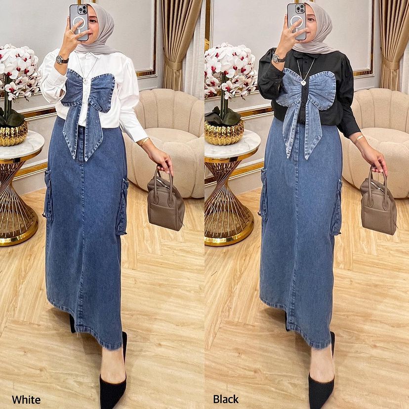 Jual Ribbon One Set Wanita Remaja Muslim Modern Kekinian Polos Basic ...