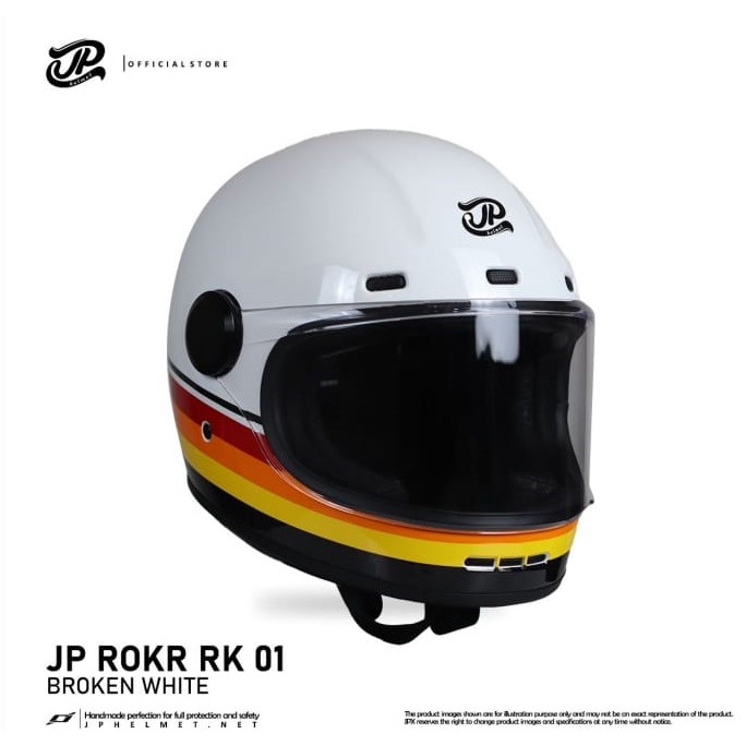 Jual Helm JP ROKR RK 01 I Motif White Glossy I Helm Retro I Full Face I ...