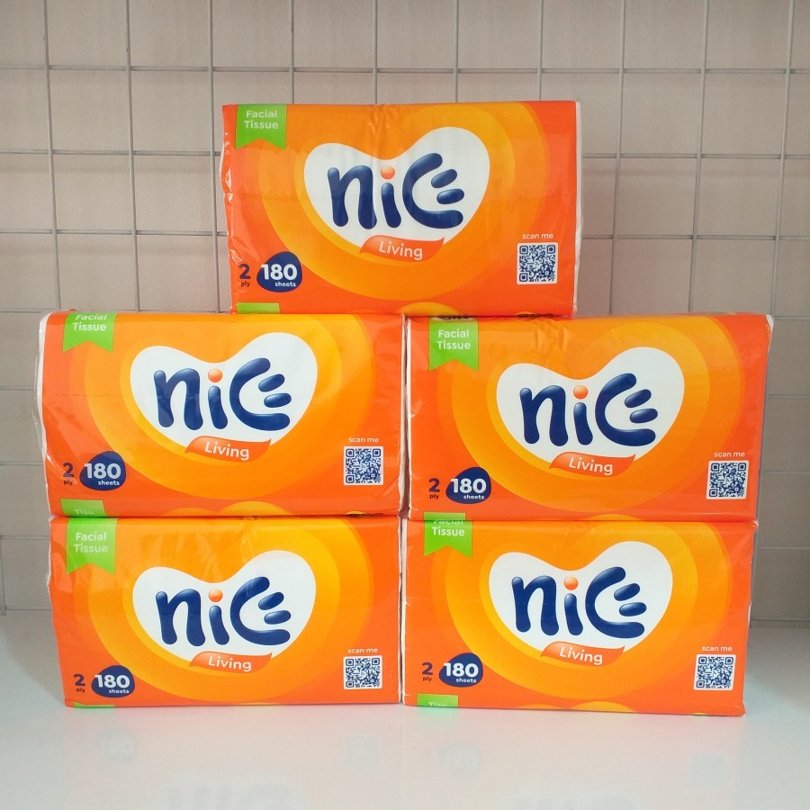 Jual Nice Facial Tissue Tisue Tisu Wajah Muka Paket isi 5 x 180 sheets ...