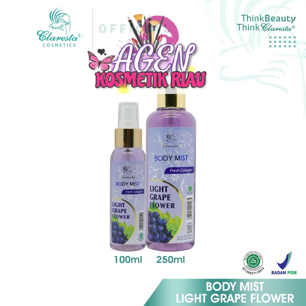 Jual Claresta Body Mist Light Grape Flower Fresh Cologne 100/250 ml ...