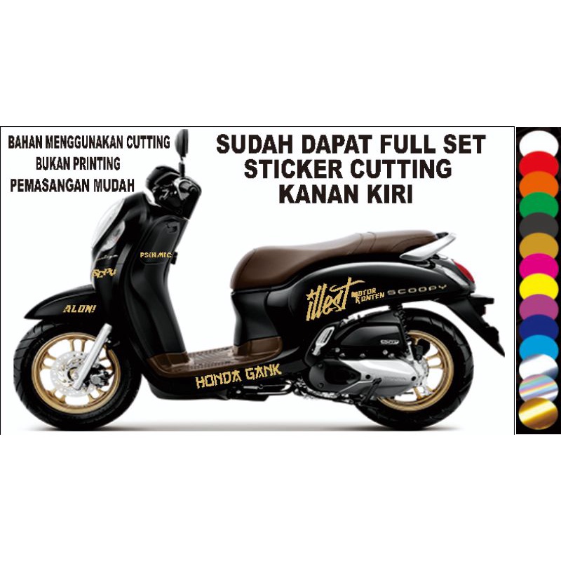 Jual Sticker Cutting Scoopy illest motorkonten viral(beat , vario matic ...