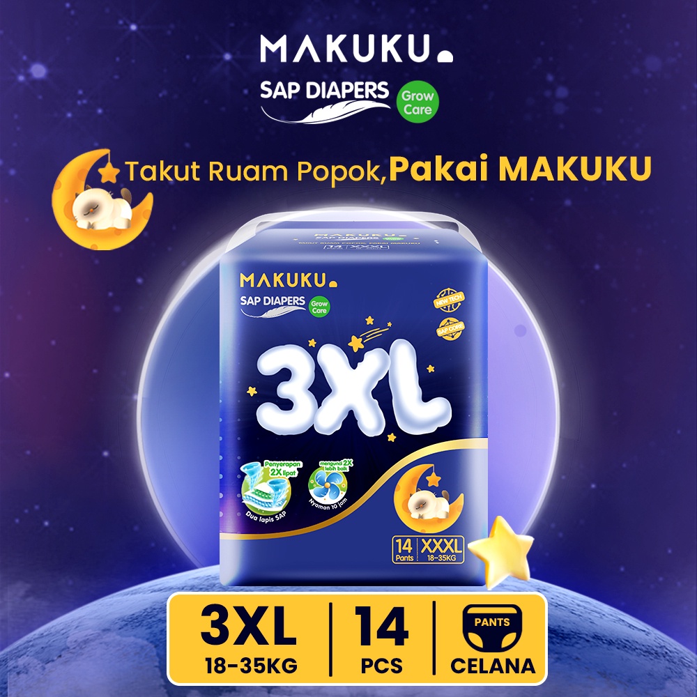 Jual MAKUKU XXXL / MAKUKU GROW CARE 3XL isi 14pcs | Shopee Indonesia