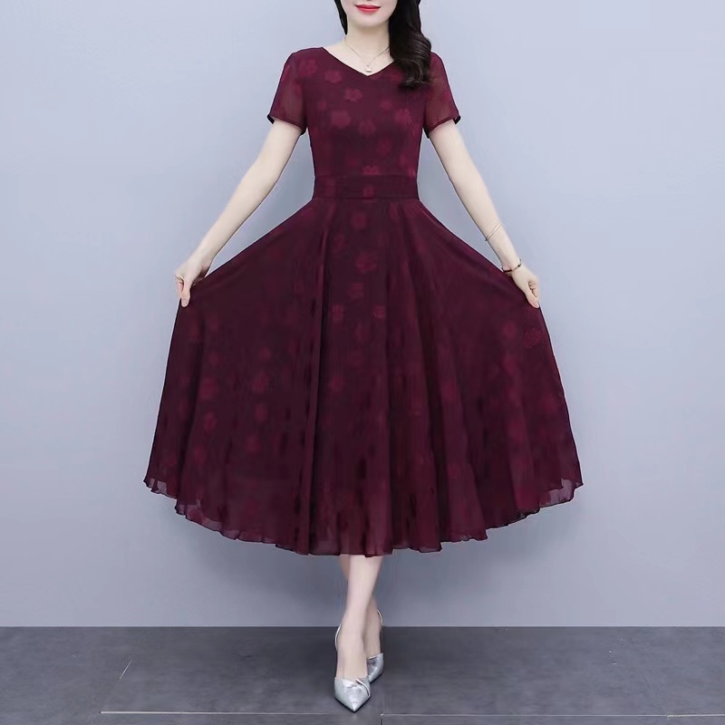 Jual 9086-Terbaru dress korean style V -Neck chiffon dress dress ...