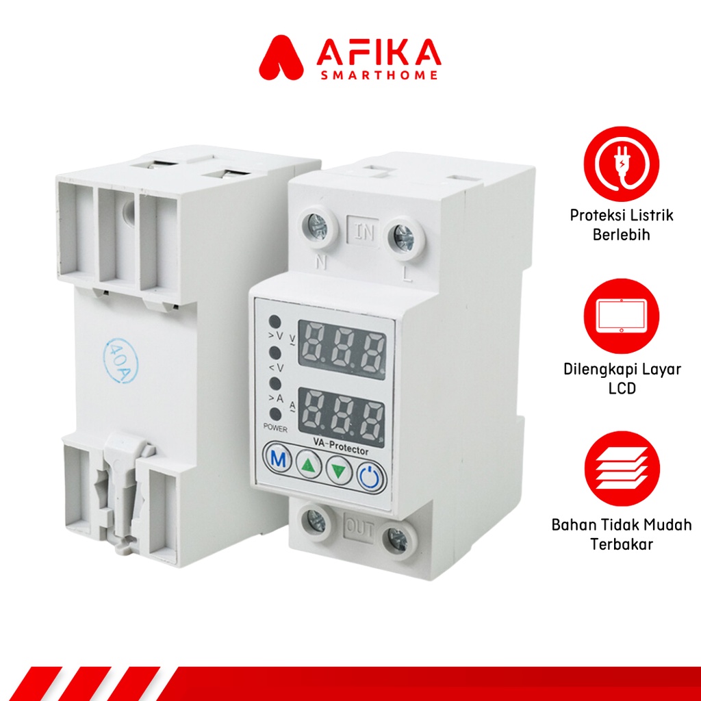 Jual MCB Digital Din Rail Over Voltage Current Protector 220V 40A ...