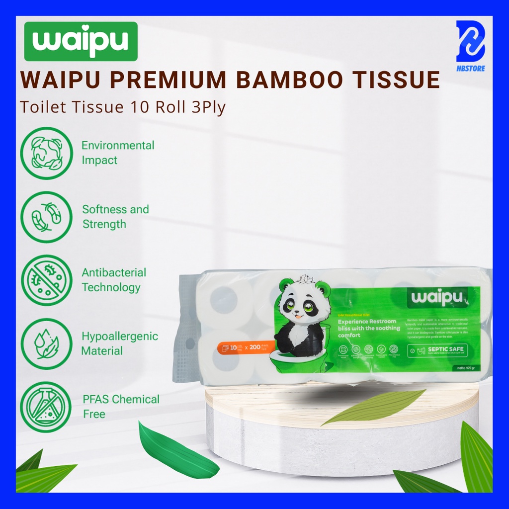 Jual Waipu Premium Bamboo Tissue / Tisu Bambu - Toilet 10 roll 3ply ...