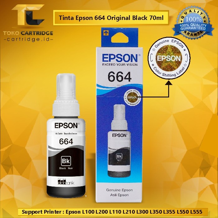 Jual Terlaris -Tinta Epson Original 664 t6641 Black 70ml - Merah, Tanpa BOX 70ml | Shopee Indonesia