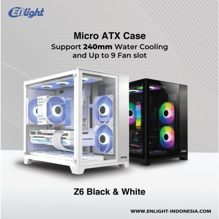 Jual Casing Enlight Z6 - With 3 Fan M-ATX Gaming Case Tempered Glass ...