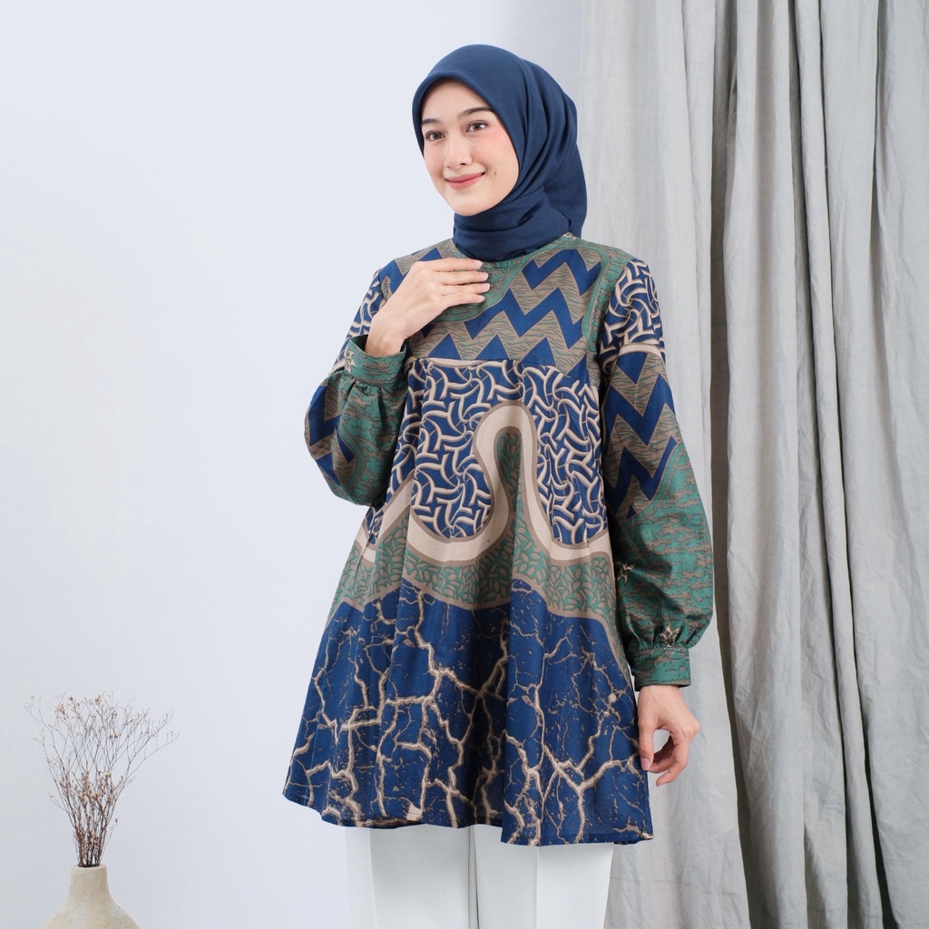 Jual Layla Tunik Modern Batik Muslim Cantik (Handmade) | Shopee Indonesia