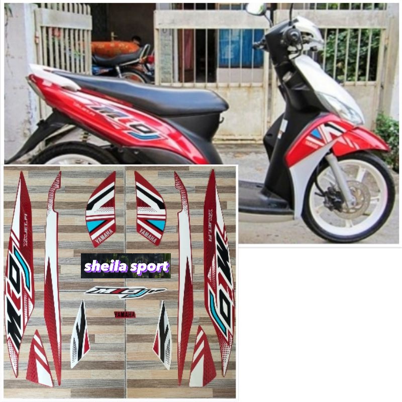 Jual Striping mio j Stiker Yamaha Mio J merah putih tahun 2012 2013 ...