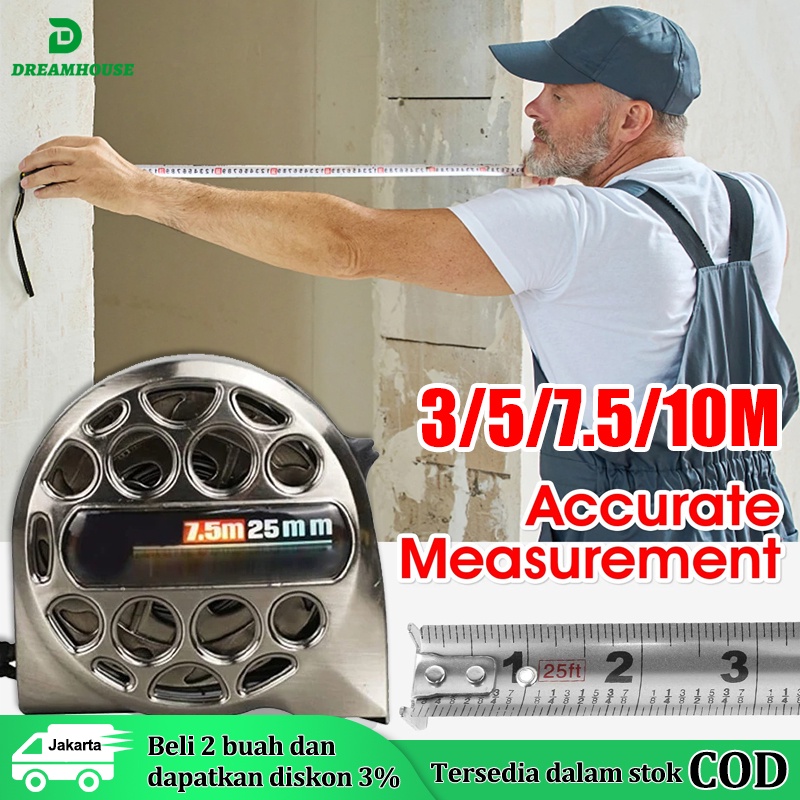 Jual Alat Ukur Meteran Roll ABS Panjang Stainless Tebal Meteran Bangunan PANJANG 10/7.5/5 Meter ...