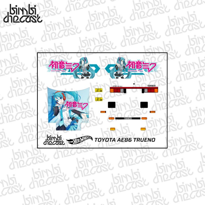 Jual Decal Stiker HW 1/64 Toyota AE86 Trueno Itasha Hatsune Miku ...