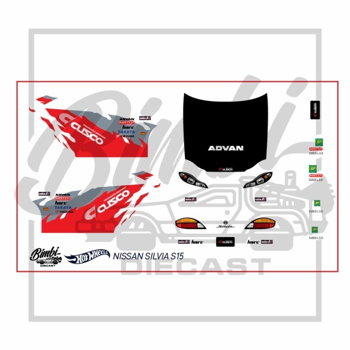 Jual Decal Scala 64 Stiker HW Nissan Silvia S15 Custom Diecast | Shopee ...