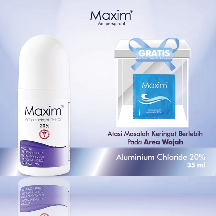 Jual Maxim Antiperspirant 20% Isi 35ml Free 1 Sachet Kemasan Tisu ...