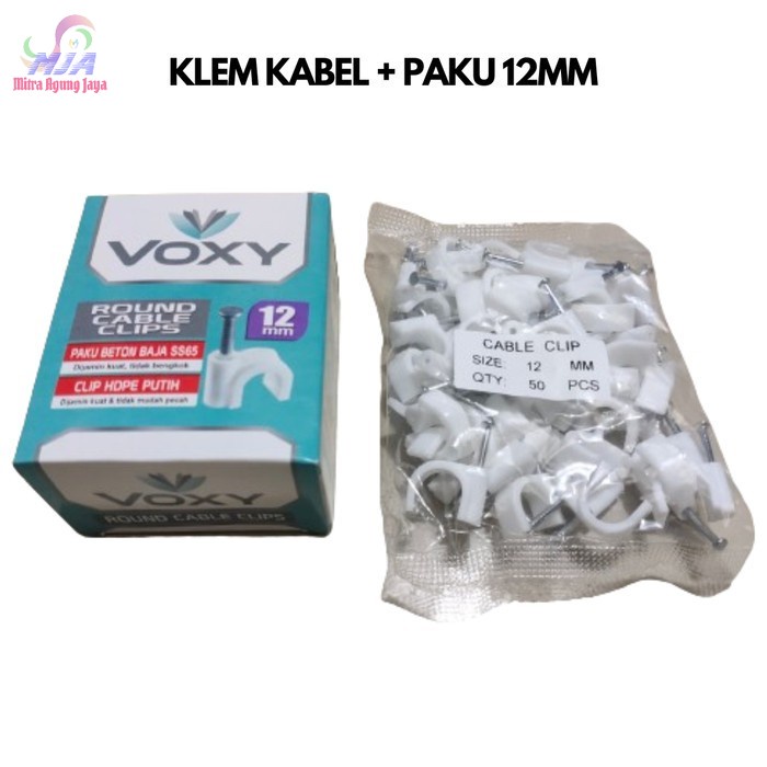 Jual VOXY KLEM KABEL PUTIH LISTRIK PAKU BETON 12 MM CLIP ROUND CABLE ...