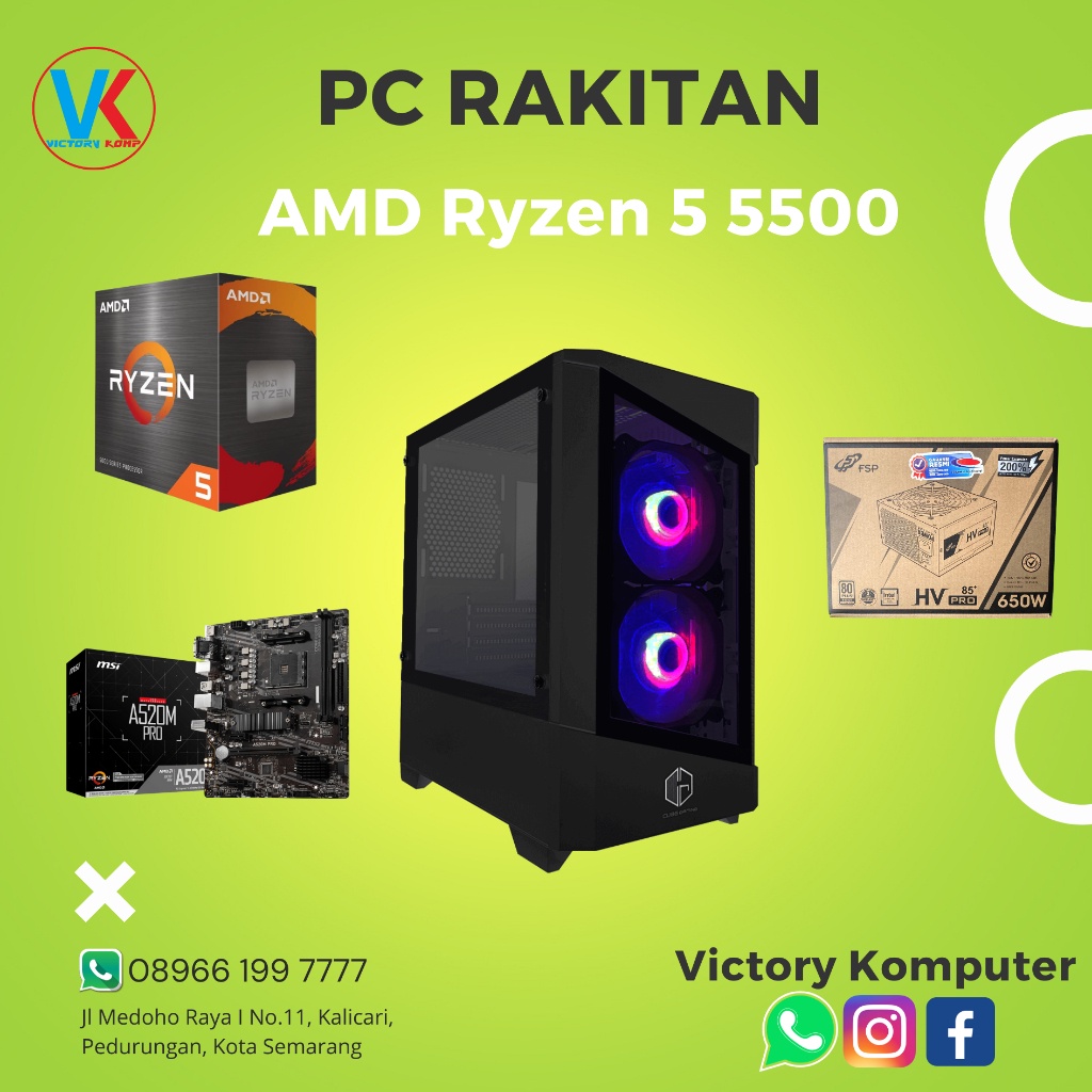 Jual PC Rakitan AMD Ryzen 5 5500 | Ram 16GB | SSD 256GB | Shopee Indonesia