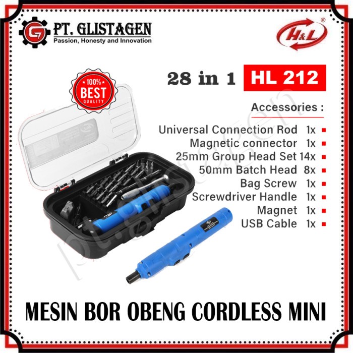 Jual HL 212 Obeng Listrik Mini Baterai 4,2V Cordless Srewdriver Set 28in1 | Shopee Indonesia