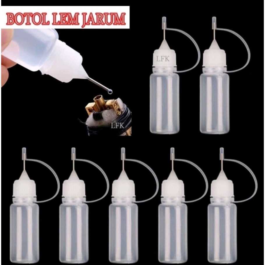 Jual PUSAT18 BOTOL JARUM KOSONG 10ML BOTOL REFILL ISI CAIRAN LEM BOTOL ...