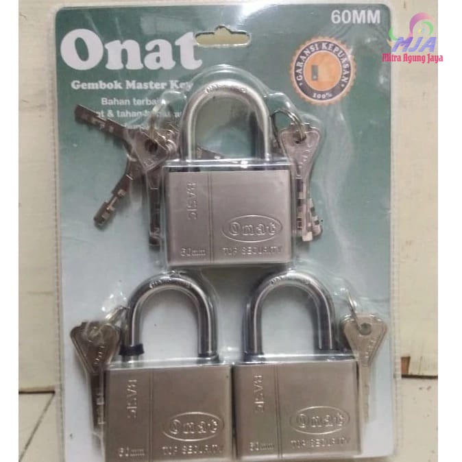 Jual ONAT GEMBOK MASTER KEY SET 40MM 50MM 60MM GEMBOK PAGAR RUKO RUMAH ...