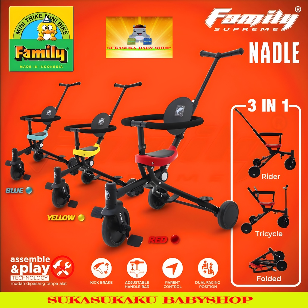 Jual Sepeda Roda Tiga 3 Lipat Stroller Baby Family NADLE Supreme Kereta ...