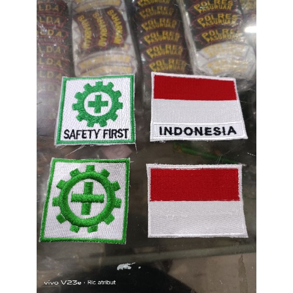 Jual badge bendera merah putih dan k3 safety emblem patch bordir ...