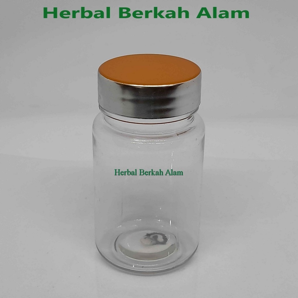 Jual Botol Obat 100 ml Natural Tutup Emas List Full Silver / Botol Obat ...