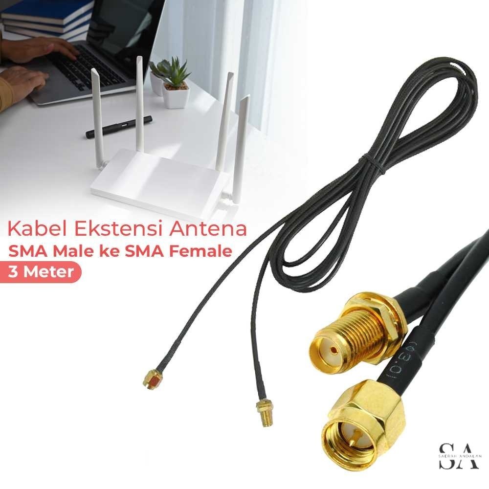 Jual Kabel Ekstensi Antena Router SMA Male ke SMA Female 3 Meter ...