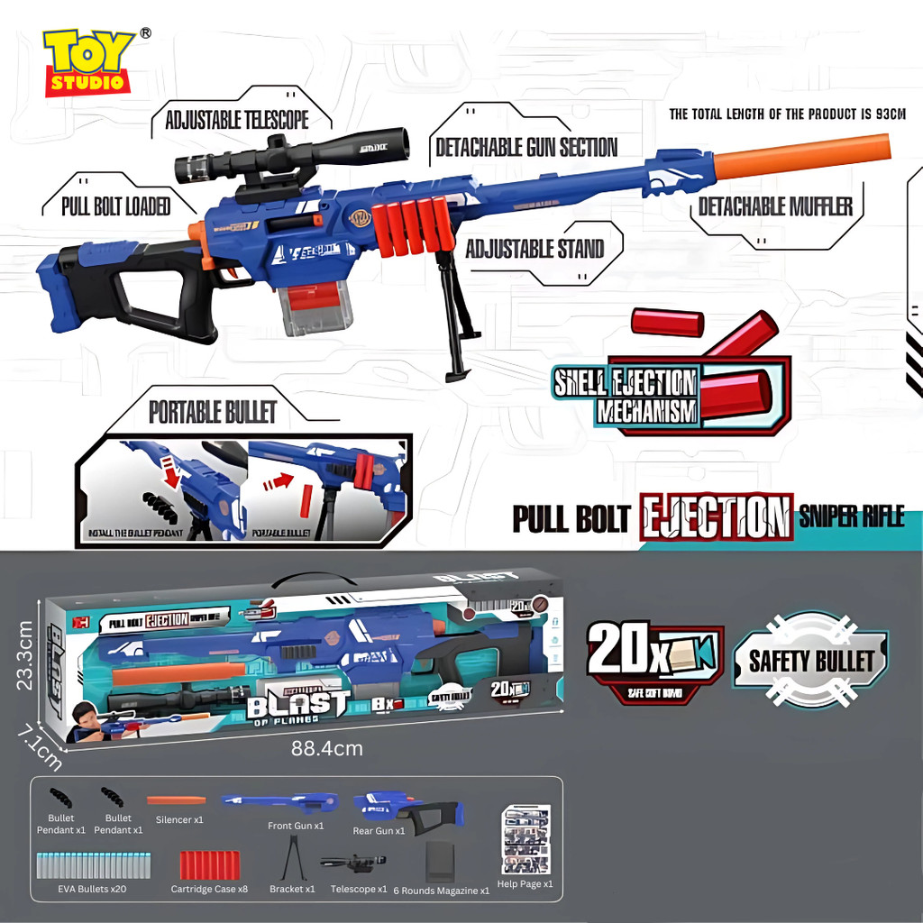 Jual Toy Studio Mainan Sniper AWM Toy Blaster Soft Bullet EVA Bullet ...