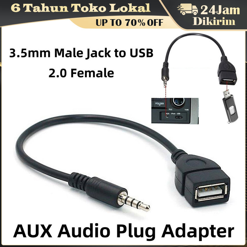 Jual Kabel Converter AUX Audio Plug 3.5mm Male ke USB 2.0 Female ...