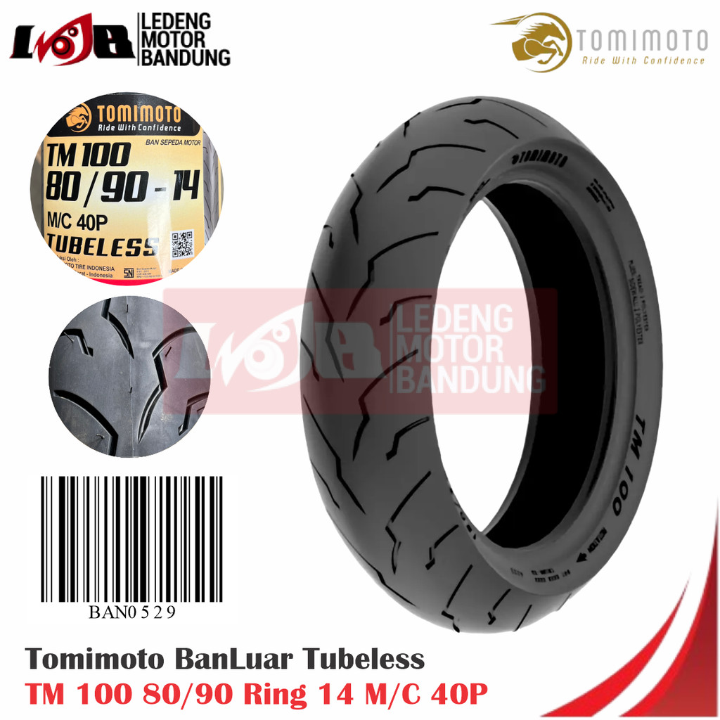 Jual Tomimoto TM100 80/90 90/80 90/90 100/80 Ring 14 Tubeless Ban Luar ...
