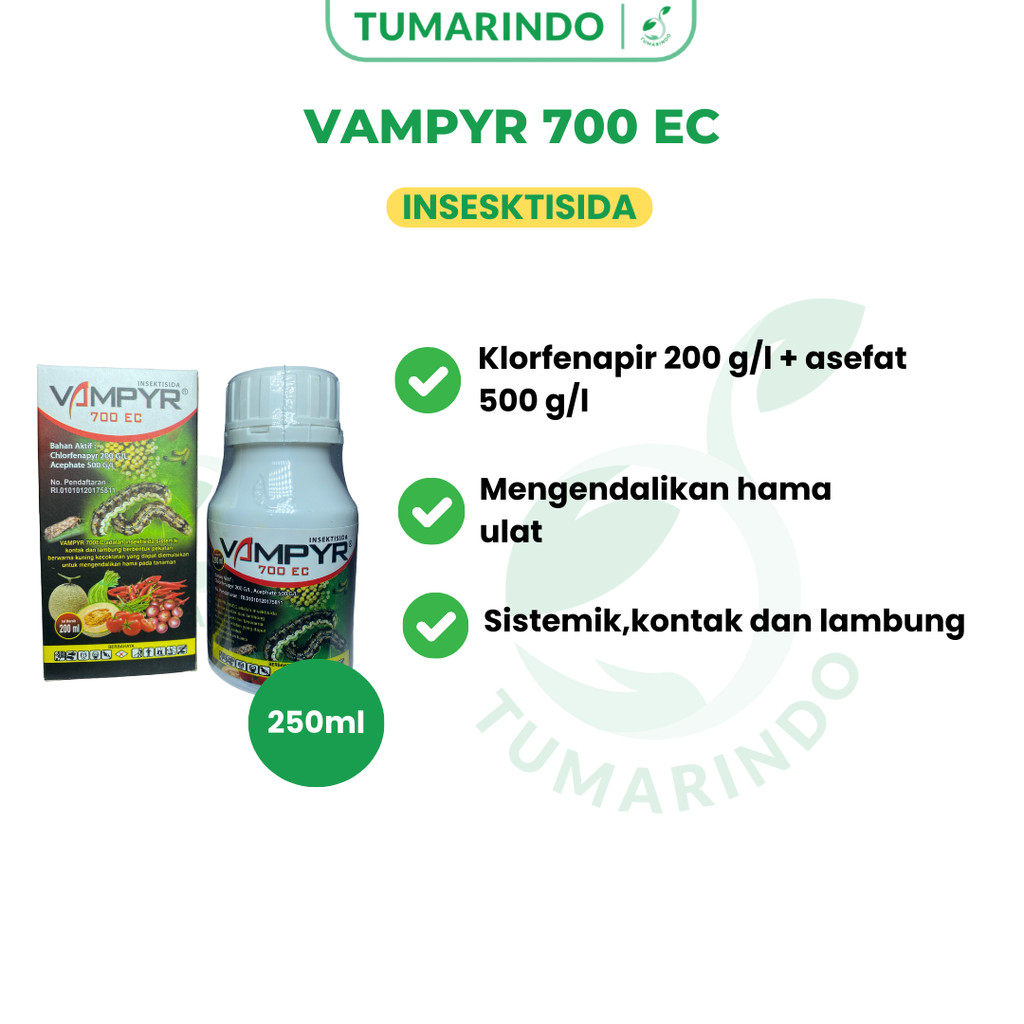 Jual Vampyr 700 EC 250ml Chlorfenapuryr plus Acephate Insektisida Pembasmi Ulat Tanaman Kubis ...