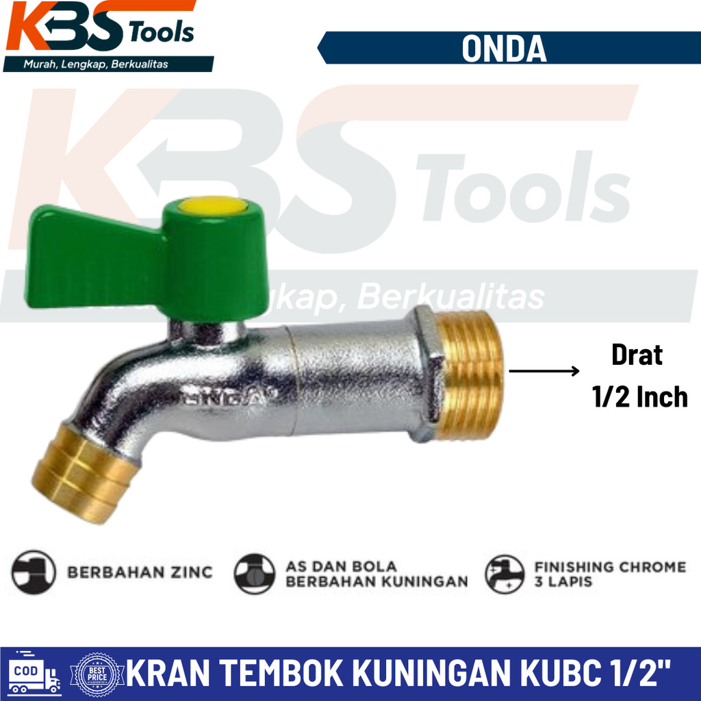 Jual Kran Air Tembok Keran Taman Wc Panjang 1/2"inch Kuningan KUBC ...