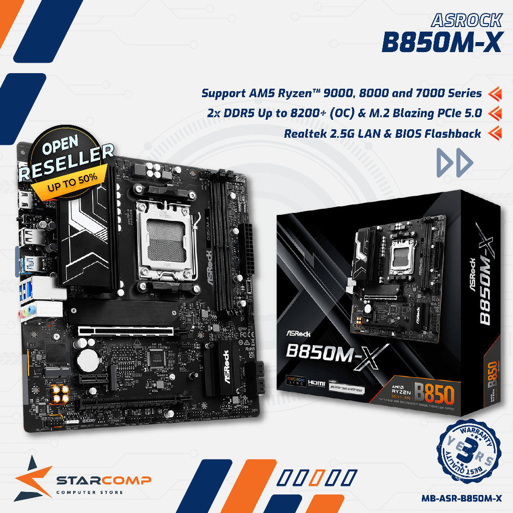Jual ASRock B850M-X DDR5 AMD B850 AM5 MOTHERBOARD Mobo Mainboard | Shopee Indonesia