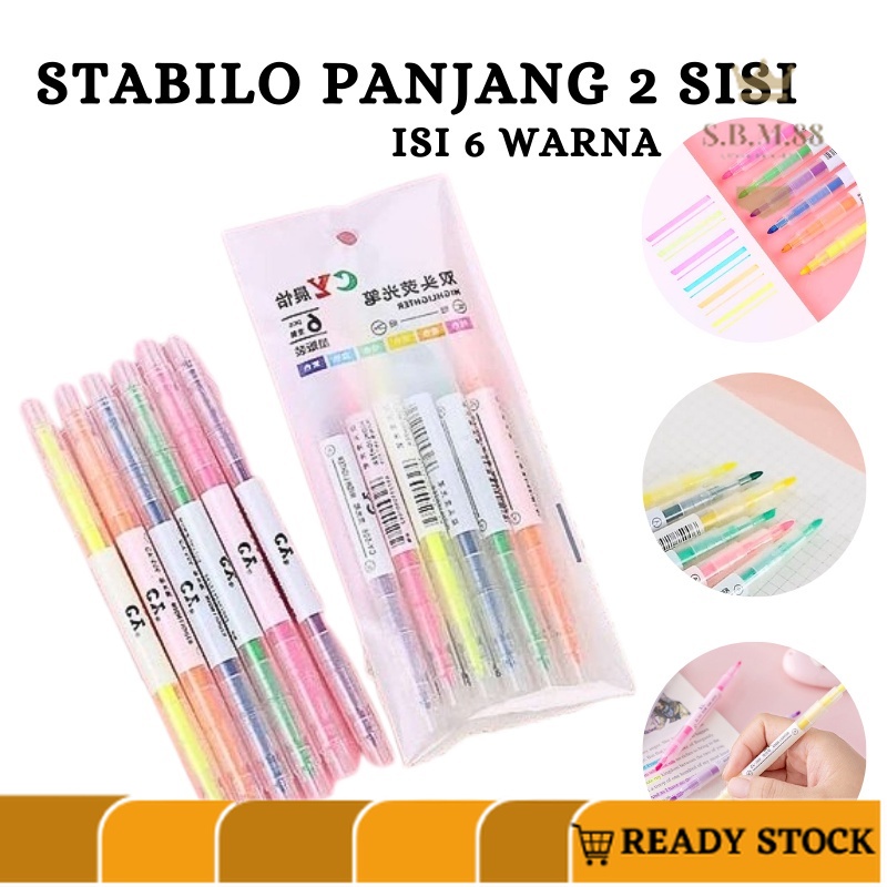 Jual SM88 -I401- Stabilo Panjang 6 Warna 2 Sisi - Double side ...