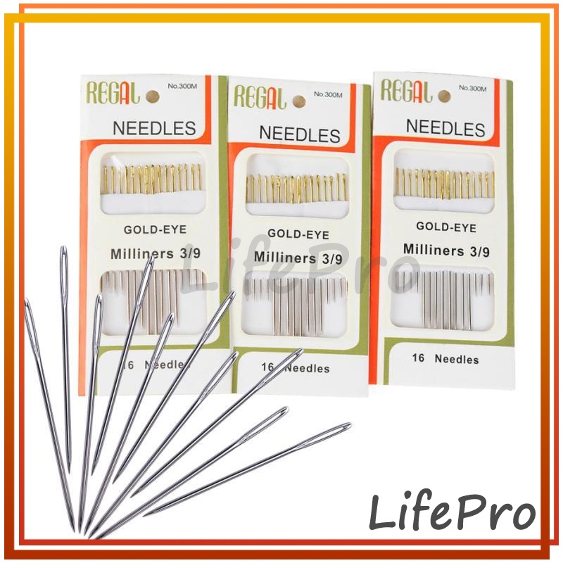Jual Lifepro Jarum Jahit Regal 3/9 / Jarum Tangan isi 16 pcs Warna Emas ...