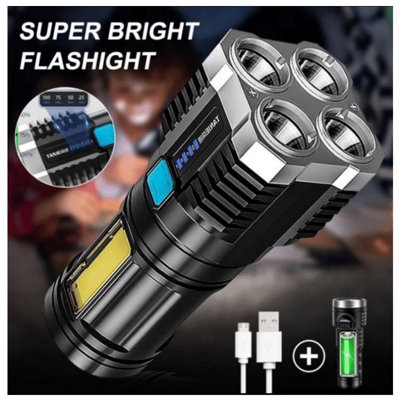 Jual Senter L19 senter cas super terang senter 4 LED COB light senter ...