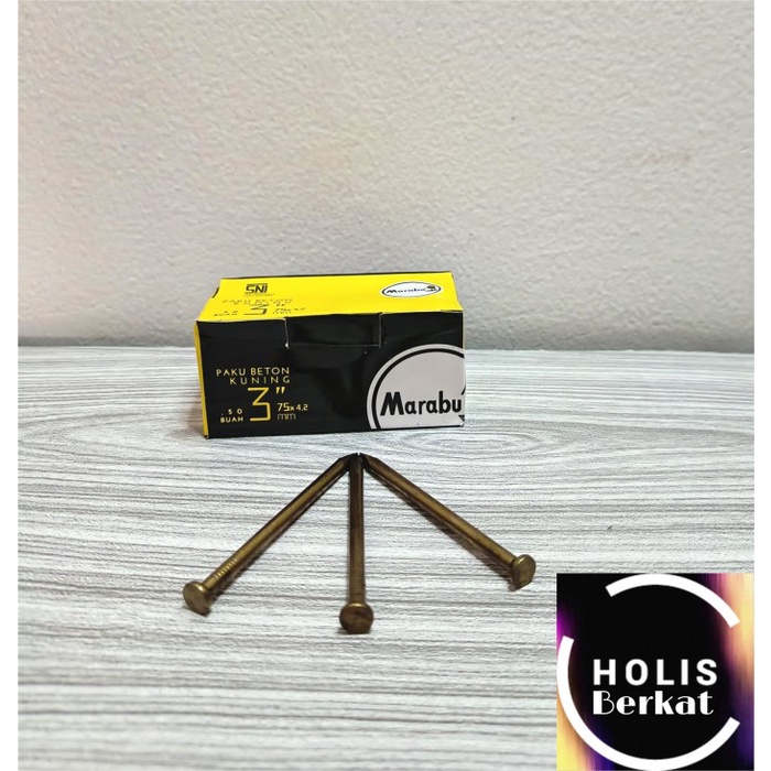 Jual Paku Beton 3 inch / Paku Beton Kuning 7 cm MARABU Per Kotak ...