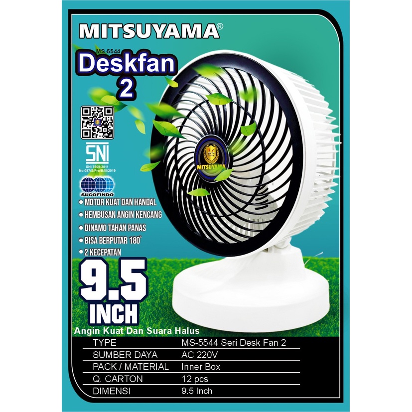 Jual MITSUYAMA DESK FAN KIPAS MEJA MS-5544 SERI 2 UKURAN 9..5 Inch 17 W | Shopee Indonesia