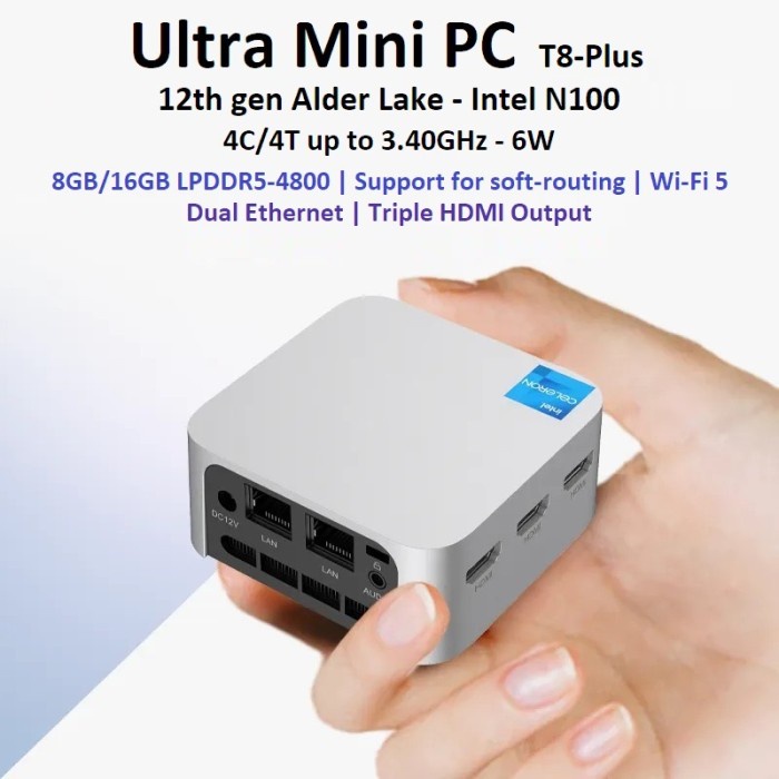Jual Ultra Mini PC Win 11 Intel 8GB 16GB DDR5 SSD HTPC HDMI Ethernet ...