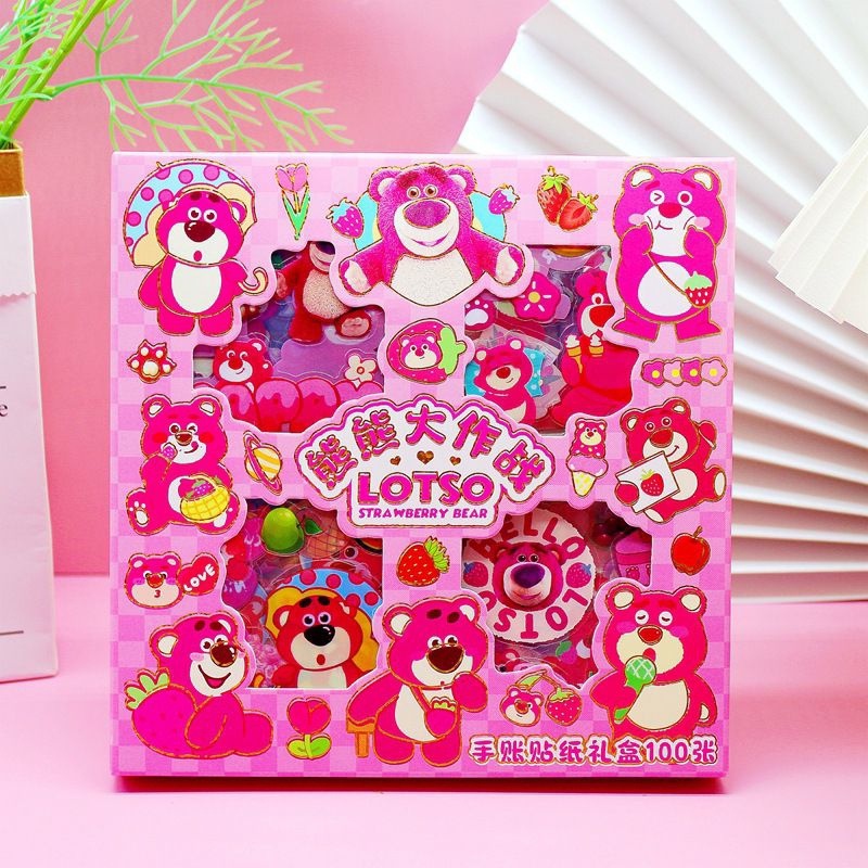 Jual Sticker LOTSO Karakter Beruang Strawberry Waterproof Anti Air ...