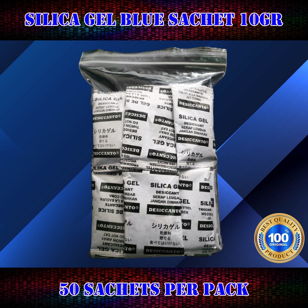 Jual silica gel blue sachet 10gram | silika gel biru | PAKET isi 50 ...