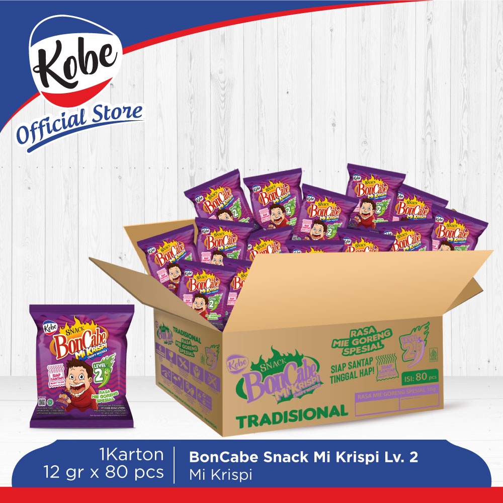 Jual Kobe Snack BonCabe Mi Krispi Level 2 - 1 Karton isi 80pcs | Shopee ...