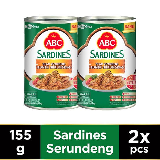 Jual Paket ABC Sardines Sarden Siap Goreng Bumbu Serundeng Can 155 g x ...