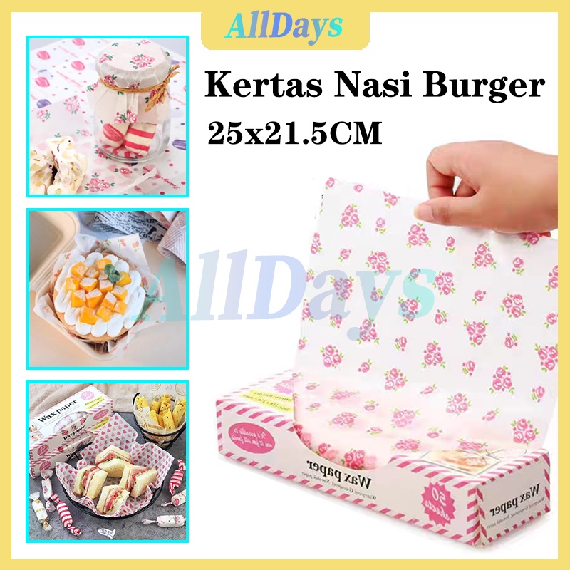 Jual KERTAS ALAS BENTO WAX PAPER LAMINASI FOOD GRADE SANDWICH BURGER ...