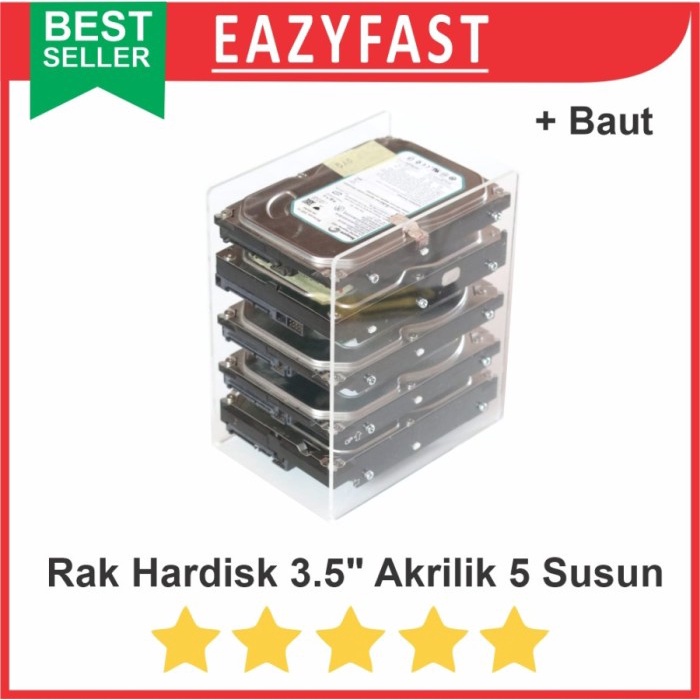 Jual Rak HDD Stand Hardisk Bay 3.5 Akrilik 5 Susun Tray Dock Stack ...