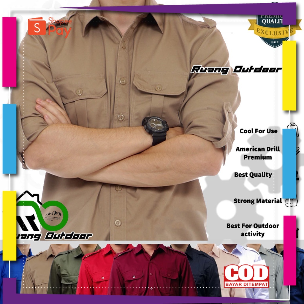 Jual PREMIUM KOREAN STYLE / Baju Kemeja PDL PDH Lapangan Lengan Panjang ...